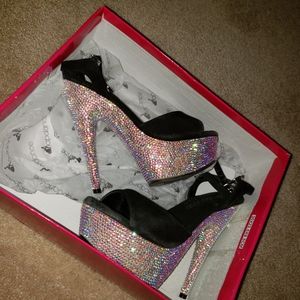 lapdance | Shoes | 6in Rhinestone Black Suede Platform Heel | Poshmark